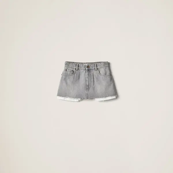 Miu Miu Denim Miniskirt - Grey