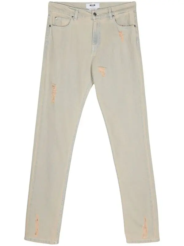 MSGM Distressed Straight-leg Jeans
