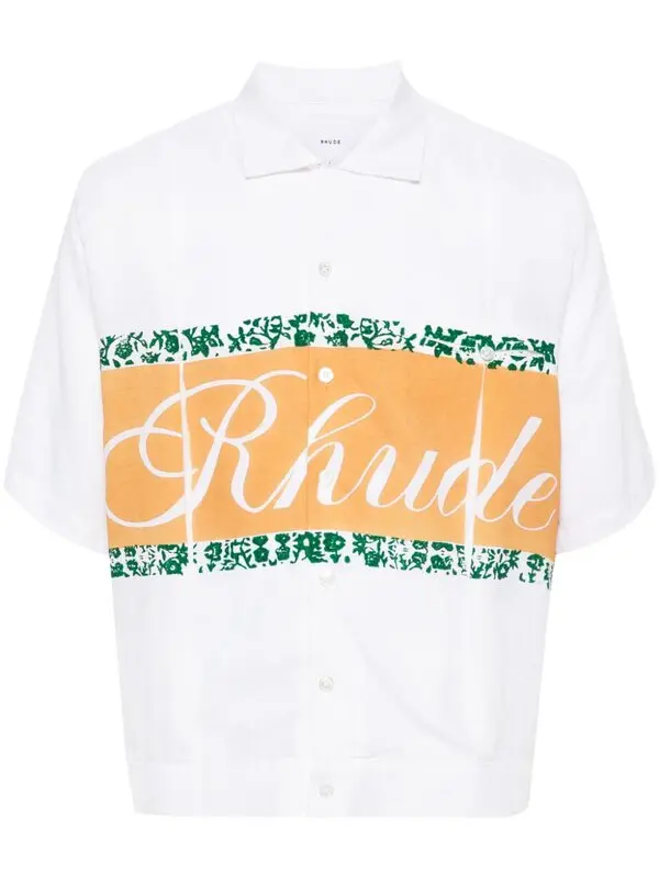 Rhude Logo-print Chambray Shirt - Neutrals