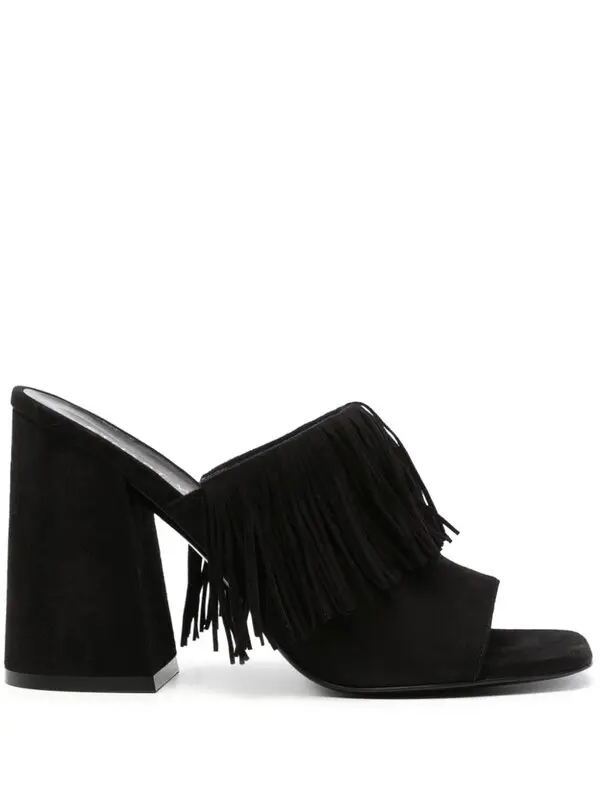 STUART WEITZMAN 100mm Tia Fringe Sandals - Black