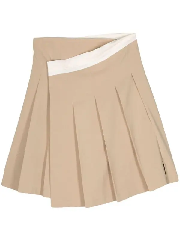 Low Classic Pleat-Detail Wrap Skirt In Neutrals - 17% Off