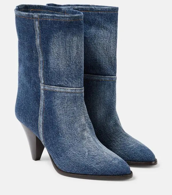 Isabel Marant Rouxa Denim Ankle Boots - Blue