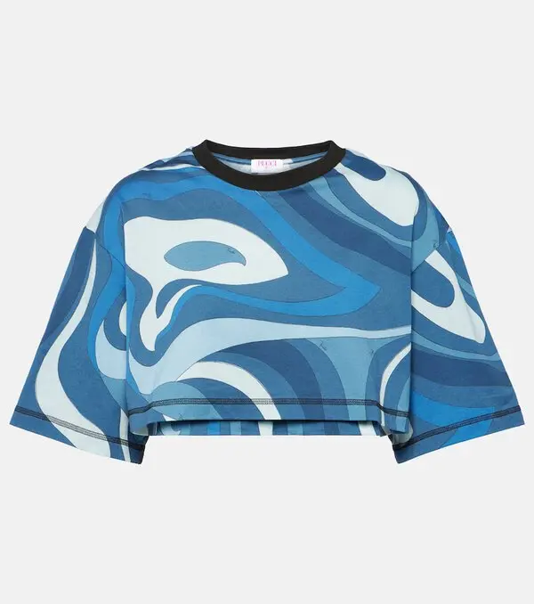Emilio Pucci Marmo Cotton Jersey Crop Top