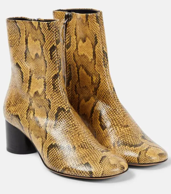 Isabel Marant Laeden Leather Ankle Boots - White