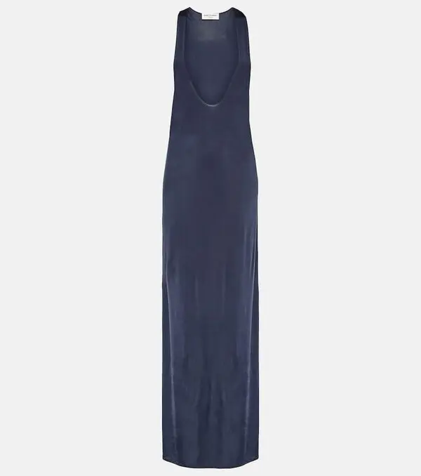 Saint Laurent Jersey Maxi Dress - Blue | Editorialist