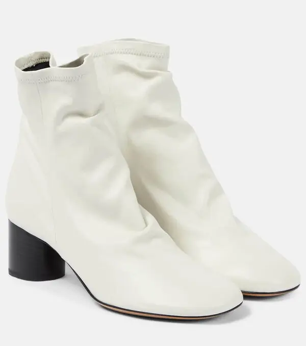 Isabel Marant Laeden Leather Ankle Boots - White
