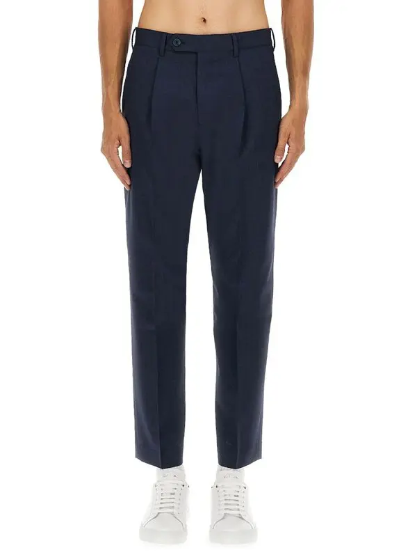 Paul Smith Wool Blend Flat Front Trousers - Blue
