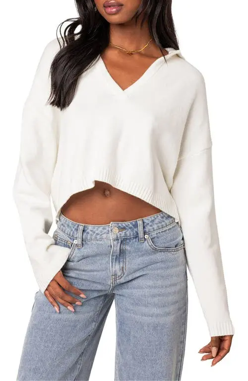 EDIKTED Marcie Oversize Crop Sweater - Cream