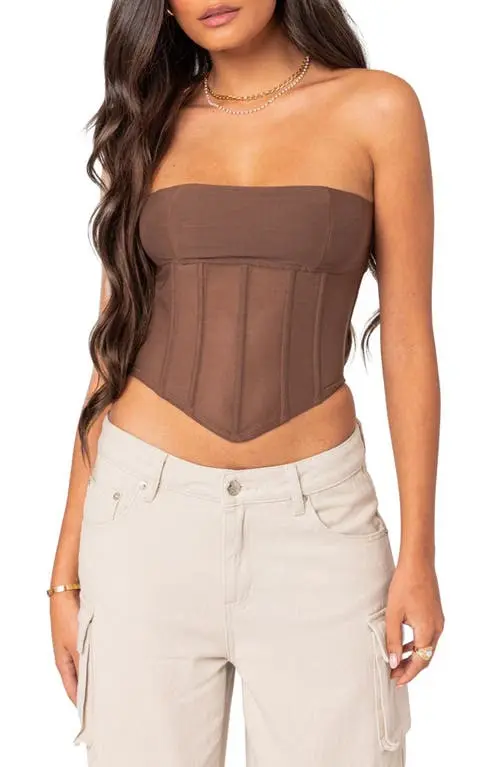 EDIKTED Evangeline Strapless Mesh Corset Top