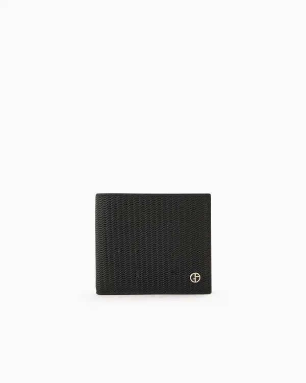 Giorgio Armani Bifold Wallet In Embossed Leather - Black