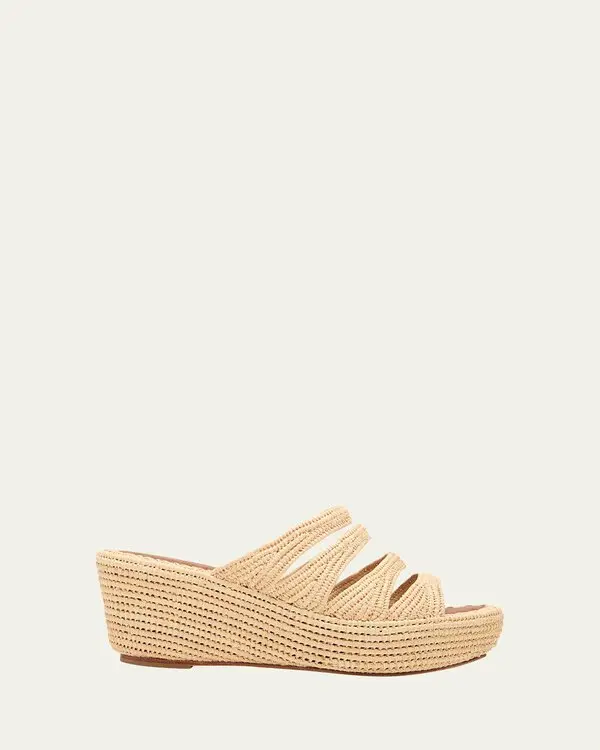 Carrie Forbes Medi Raffia Wedge Sandals - Natural