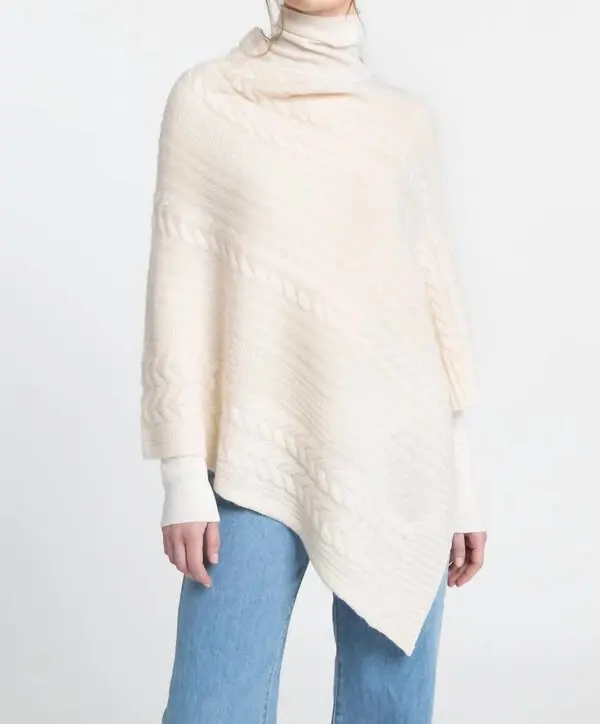 Kinross Cashmere Women's Luxe Cable Funnel Neck Jumper In Ice Blue LFSC5-154 main image 0