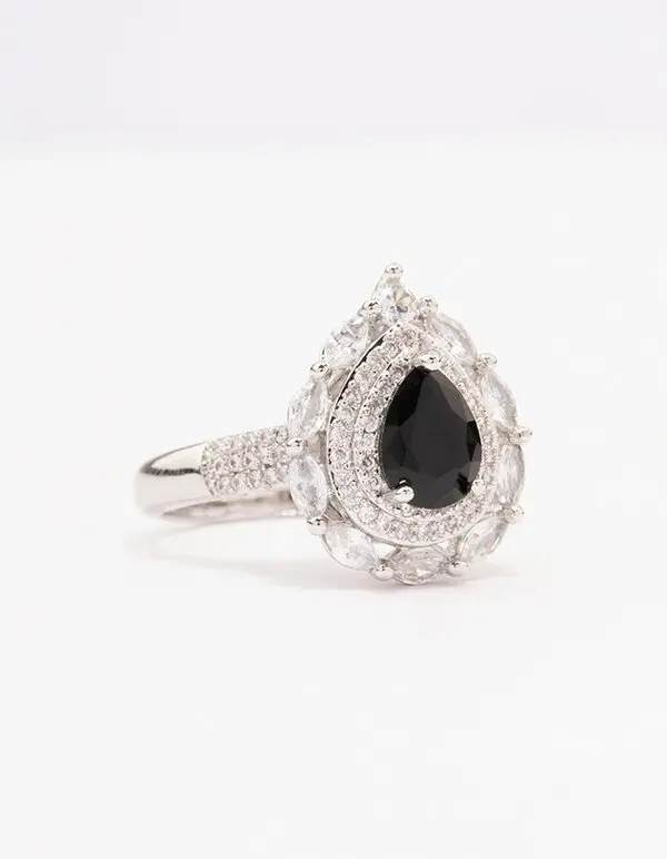 Buy LOVISA Flare Pear Cubic Zirconia Ring - Black At 9% Off | Editorialist