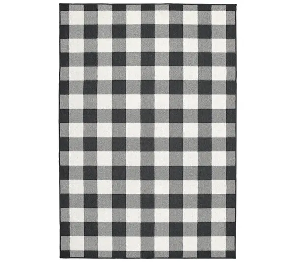 VERANDA LIVING In/out Black Buffalo Check 7'10' X10'10' Rug