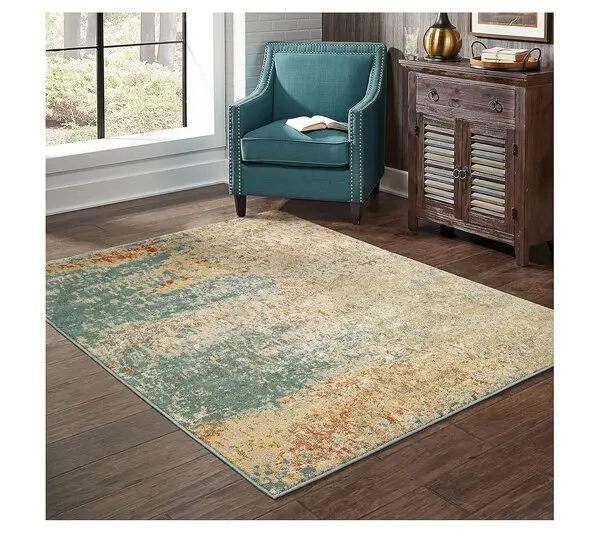 ORIENTAL WEAVERS Linden Place Blue Distressed Abstract Modern 7' 10'x10' Rug