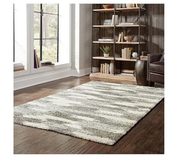 ORIENTAL WEAVERS Linden Place Gray Abstract Geometric Shag 5'3'x 7'6' Rug