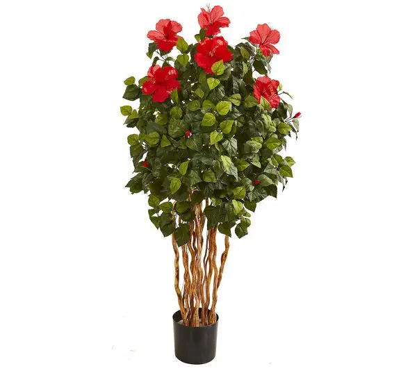 NEARLY NATURAL 5' Hibiscus Artificial Tree