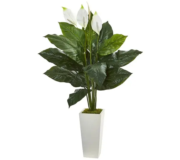 NEARLY NATURAL 51' Spathifyllum Faux Plant In T Ower Planter