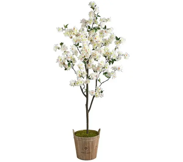 NEARLY NATURAL 6'cherry Blossom Faux Tree In Fa Rmhouse Planter