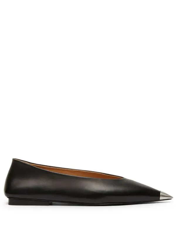 Marsèll Pointed-toe Leather Ballerinas - Black
