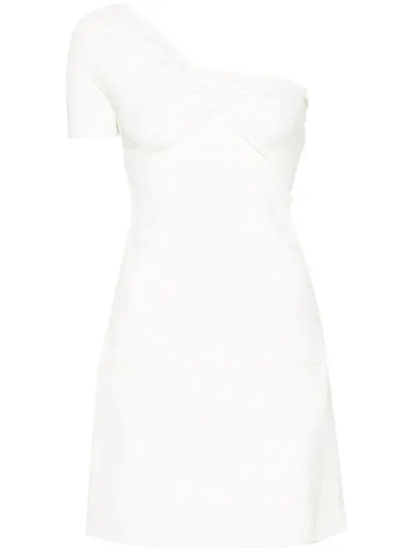 COURREGES One-shoulder Twist Crepe Minidress - White