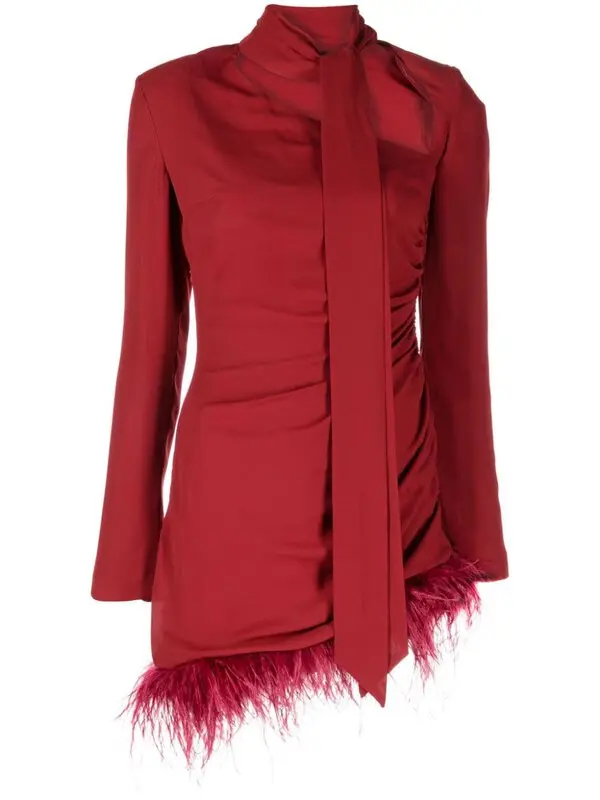 DE LA VALI Avenue Feather-trim Minidress