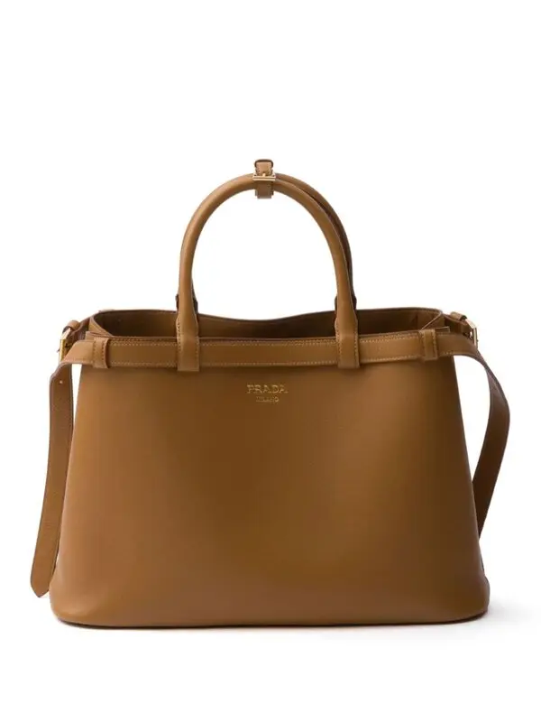 Prada Medium Buckle Tote Bag - Brown