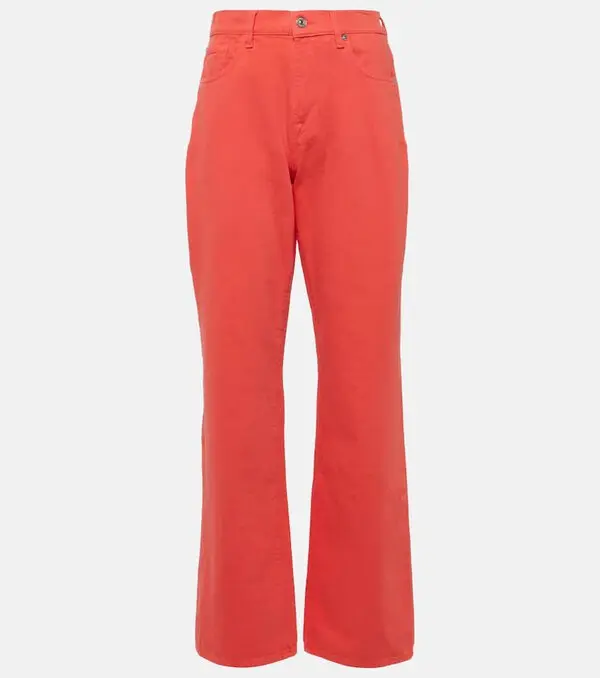 7 For All Mankind Tess High-rise Straight Jeans - Red