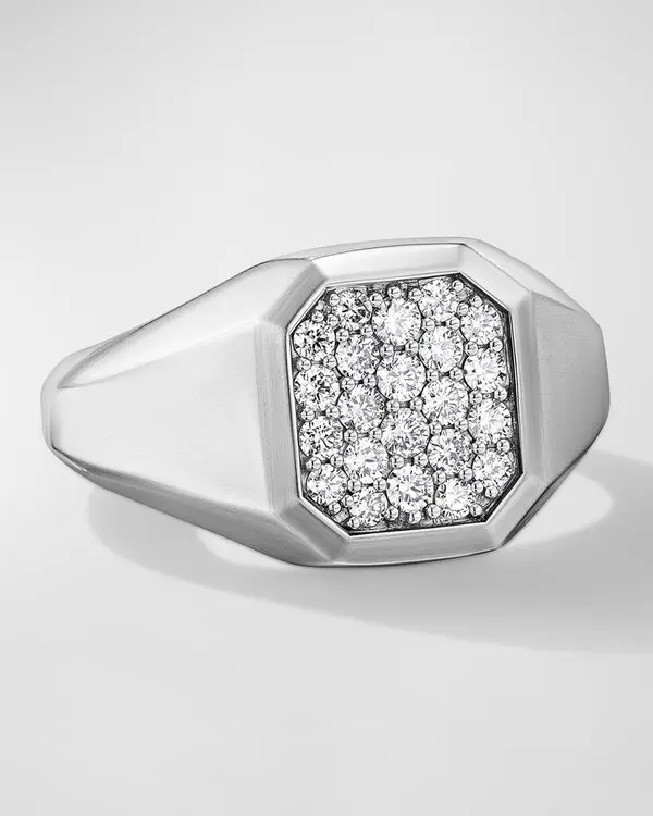 David Yurman Streamline Signet Ring With Diamonds - Diamond
