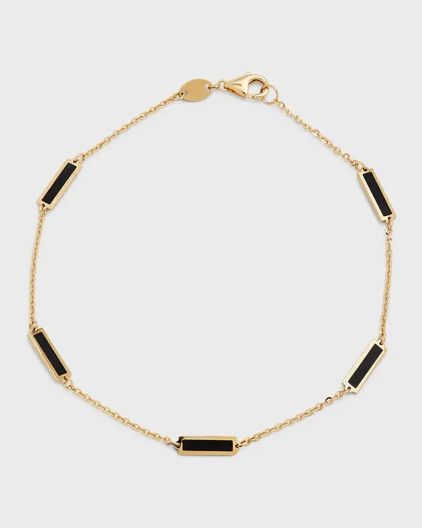 FREDERIC SAGE 18k Yellow Gold Black Onyx Station Bracelet