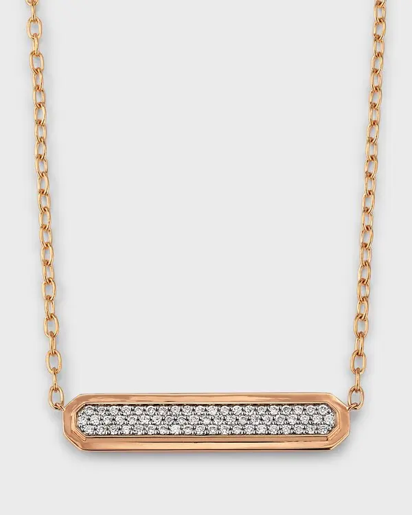 Walters Faith 18k Rose Gold And Diamond Id Bar Necklace - White