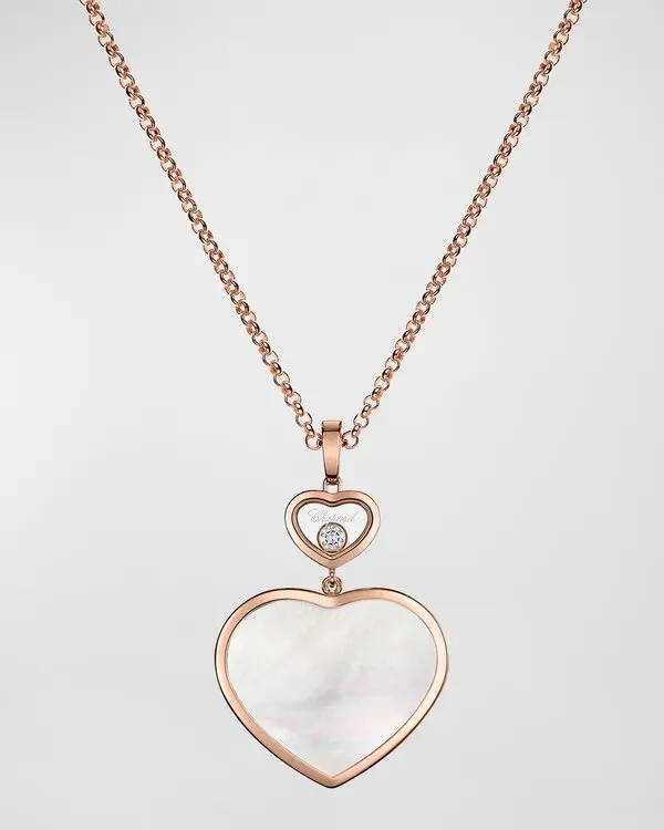 Chopard Happy Hearts 18k & Mother-of-pearl Necklace - Rose Gold