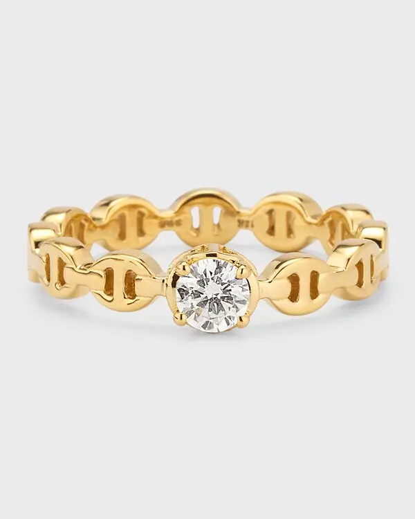 Hoorsenbuhs 18k Yellow Gold Micro Tri-link Ring With Diamond - White