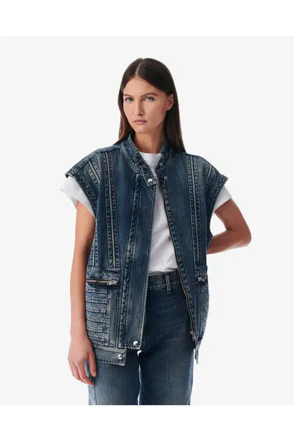Iro Paris Odilae Sleeveless Jean Jacket In Blue Denim 50% Off