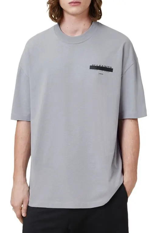 All Saints Redact Mock Neck Graphic T-shirt - Halfpipe Grey