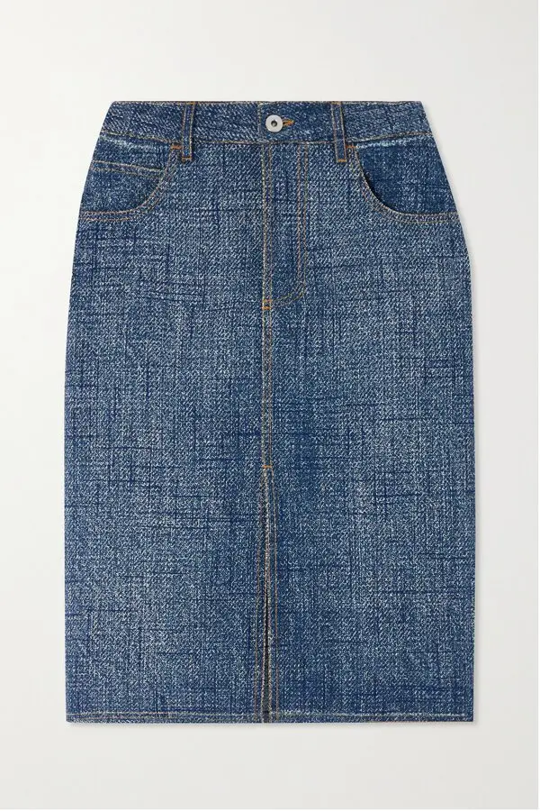 Bottega Veneta Denim-effect Woven Midi Skirt - Blue