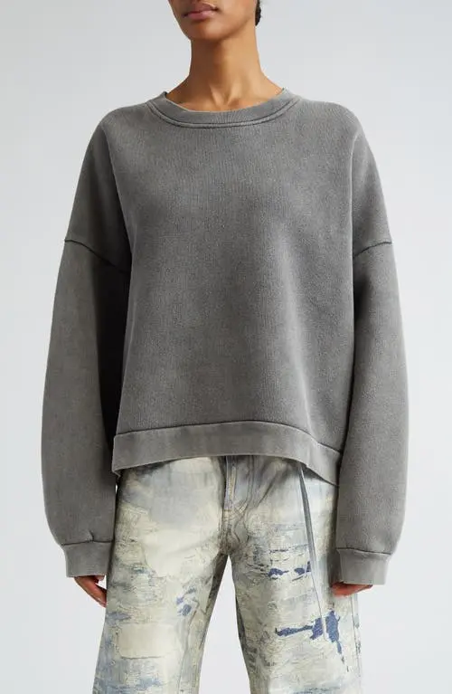 Acne Studios Fester Logo Patch Oversize Cotton Sweatshirt - Faded Black