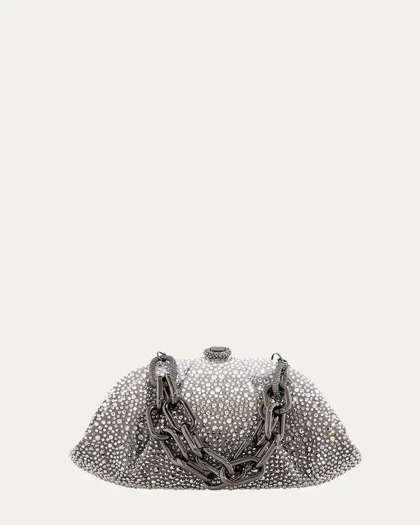Judith Leiber Gemma Pleated Ombré Crystal Top-handle Bag - Ebonized Platinum