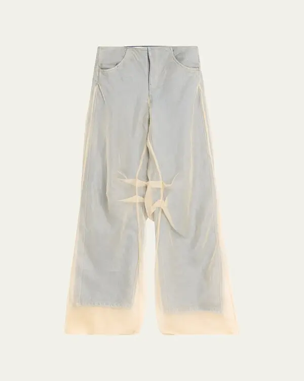 Christopher Esber Wide-leg Jeans With Silk Overlay