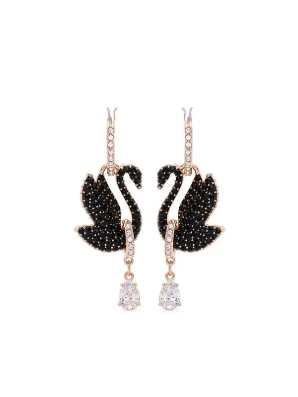 SWAROVSKI Swan Drop Hoop Earrings - Pink