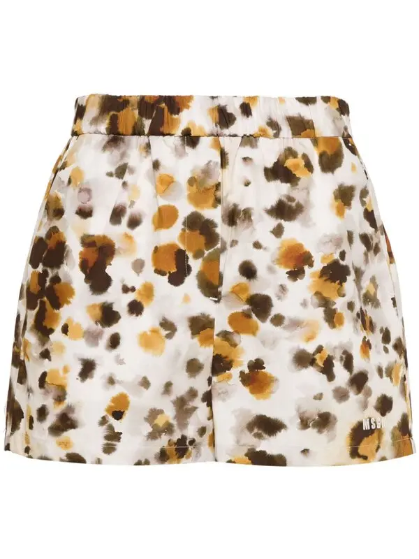 MSGM Graphic-print Poplin Shorts