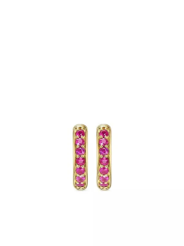 David Yurman 18kt Yellow Pavé Ruby Huggie Earrings - Gold