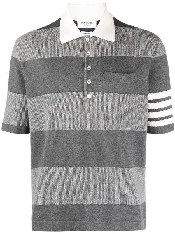 Thom Browne 4-bar Stripe Knitted Polo Shirt