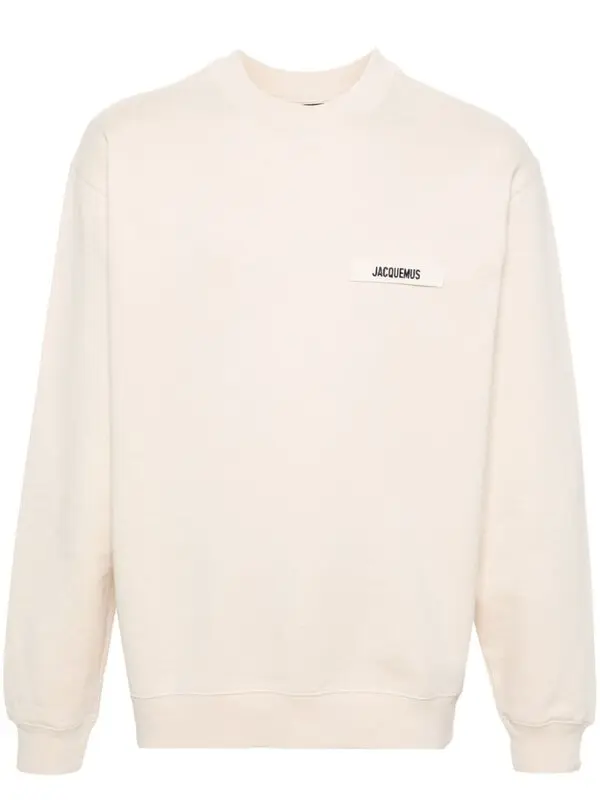 Jacquemus Le Sweatshirt Gros Grain Cotton Top - Neutrals