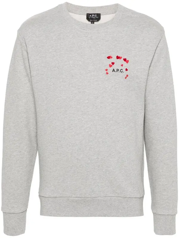 A.p.c. Logo-print Cotton Sweatshirt - Grey