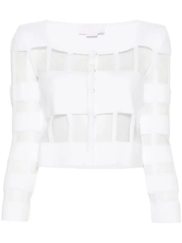 GENNY Mesh-panelled Ribbed Cardigan