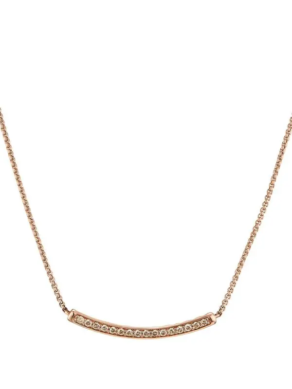 David Yurman 18kt Rose Diamond Petite Pavé Bar Necklace - Gold