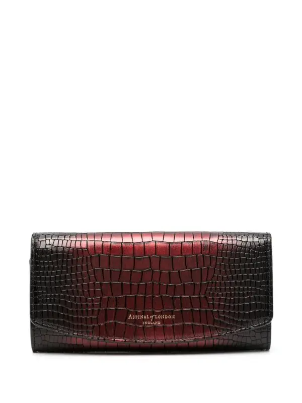 ASPINAL OF LONDON Crocodile-effect Leather Wallet - Black | Editorialist