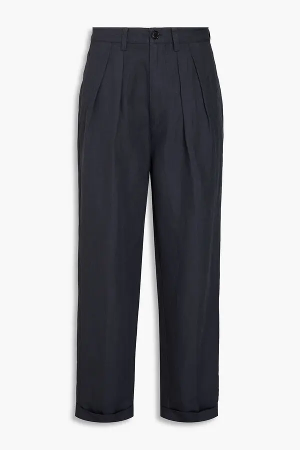 ALEX MILL Pleated Tapered Twill Pants - Charcoal