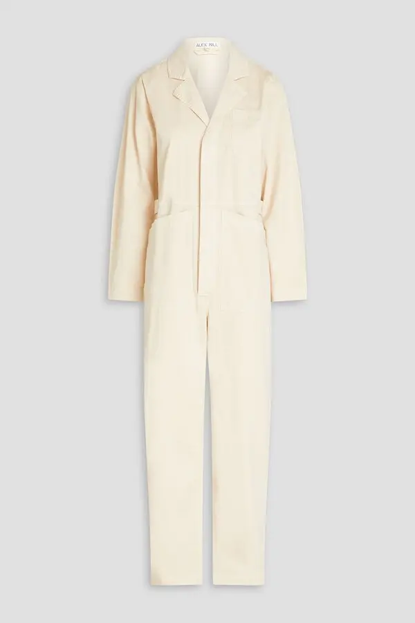 ALEX MILL Standard Cropped Stretch-cotton Jumpsuit - Ecru